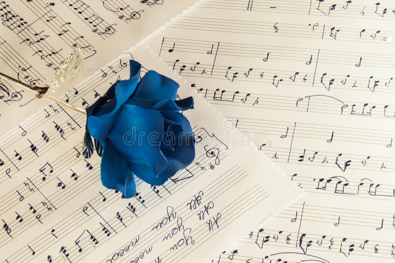 Blue Rose and the Music Notes Stock Image - Image of blue, relationship ...