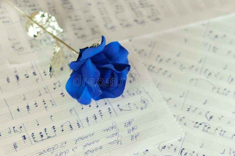Blue Rose And The Music Notes Stock Image - Image of music, rhythm ...
