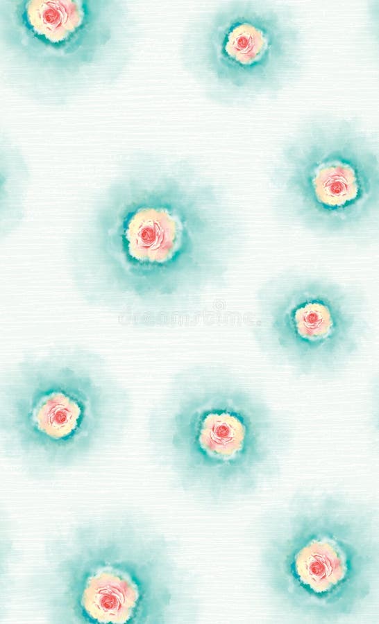 Blue Roses and Clouds. Printed Fabric Pattern, Stock Illustration ...