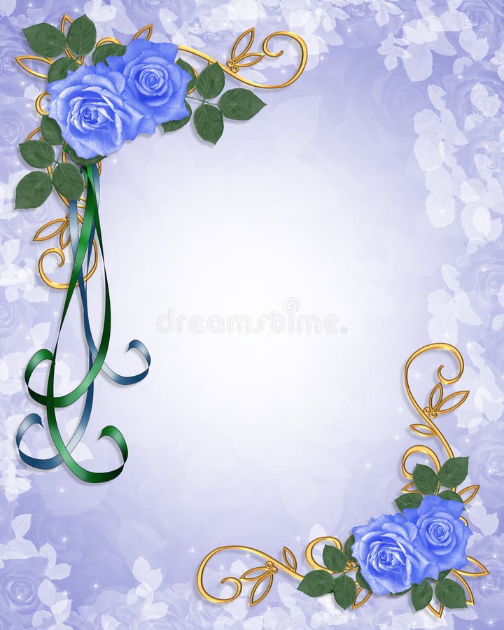 Blue Roses Floral Border Invitation Stock Illustration - Illustration ...