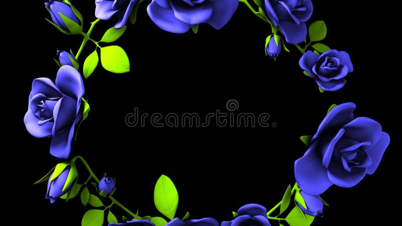 Blue Roses Frame on Black Text Space Stock Illustration - Illustration ...