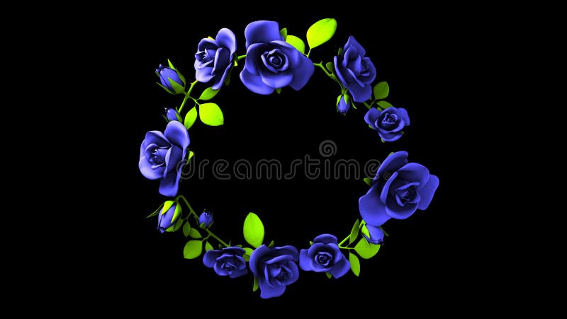 Blue Roses Frame on Black Text Space Stock Illustration - Illustration ...