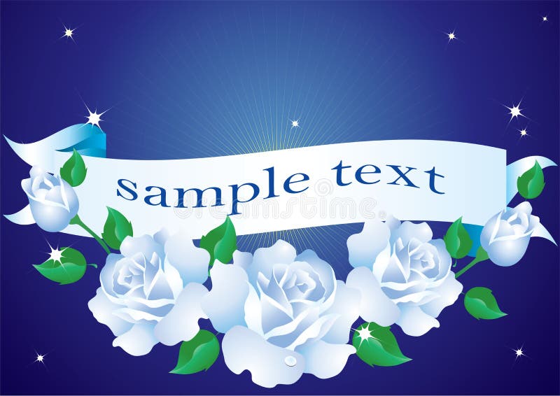 Blue roses and ribbon. stock vector. Illustration of color - 27639931