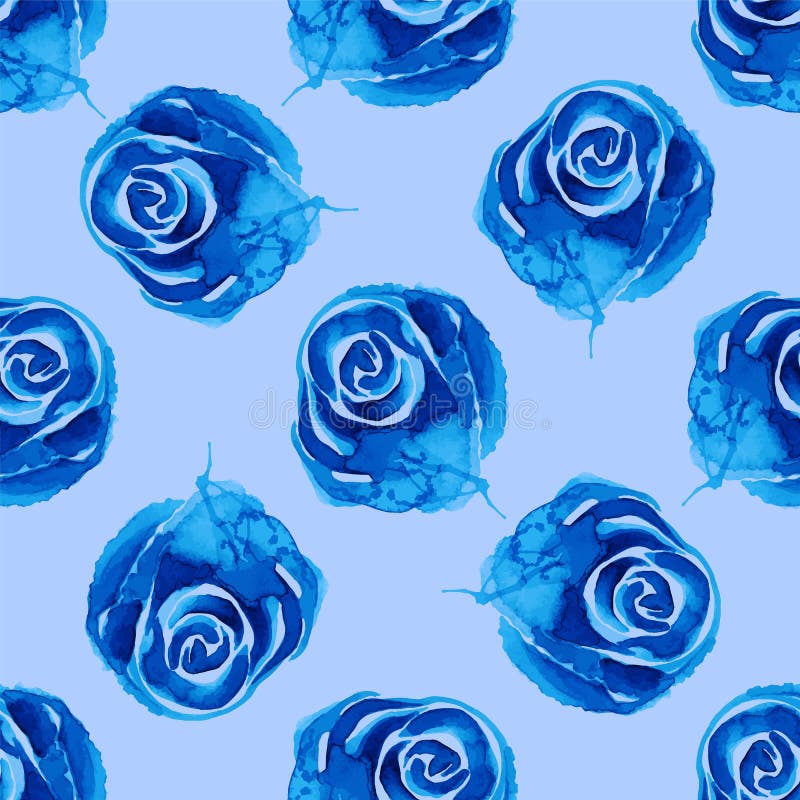 Blue Roses - Seamless Pattern Stock Illustration - Illustration of ...