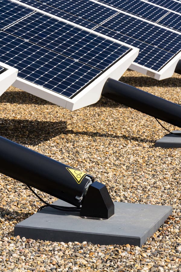 Blue Rotating Solar Panels Tilted Axis Tracker, Future Energy Concept ...