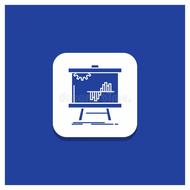 Blue Round Button for Business, Chart, Data, Graph, Stats Glyph Icon ...