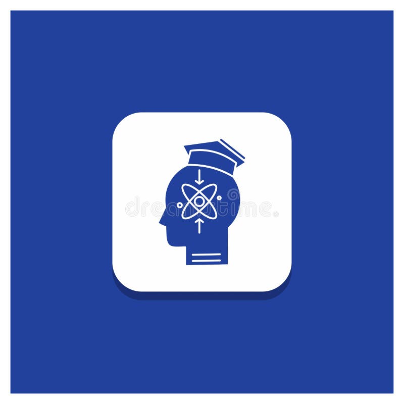 Blue Round Button for Capability, Head, Human, Knowledge, Skill Glyph ...