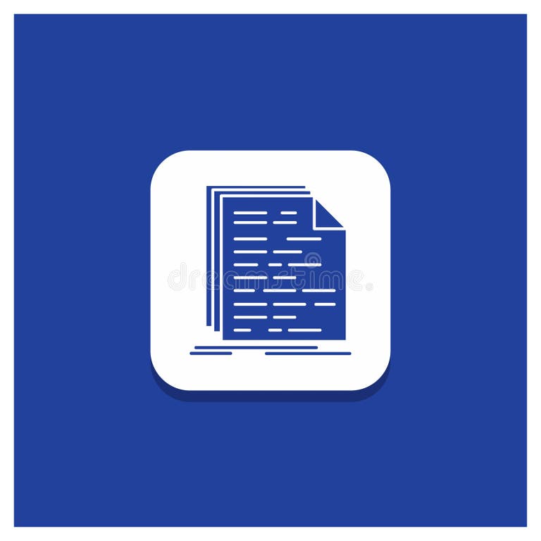 Blue Round Button for Code, Coding, Doc, Programming, Script Glyph Icon ...
