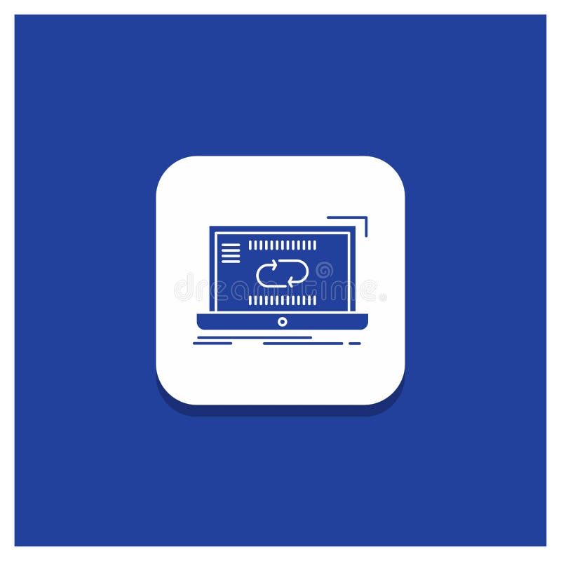 Blue Round Button for Communication, Connection, Link, Sync ...