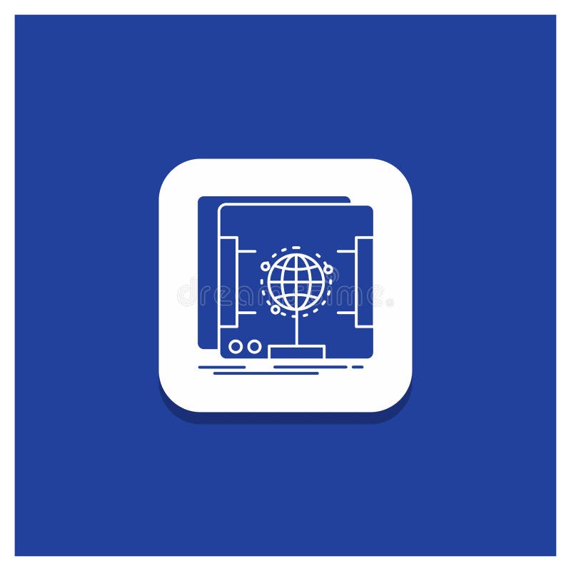 Blue Round Button for 3d, Dimensional, Holographic, Scan, Scanner Glyph ...