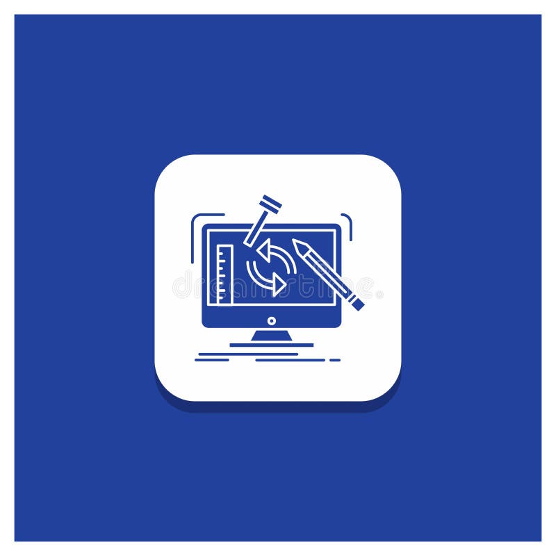 Blue Round Button for Engineering, Project, Tools, Workshop, Processing ...