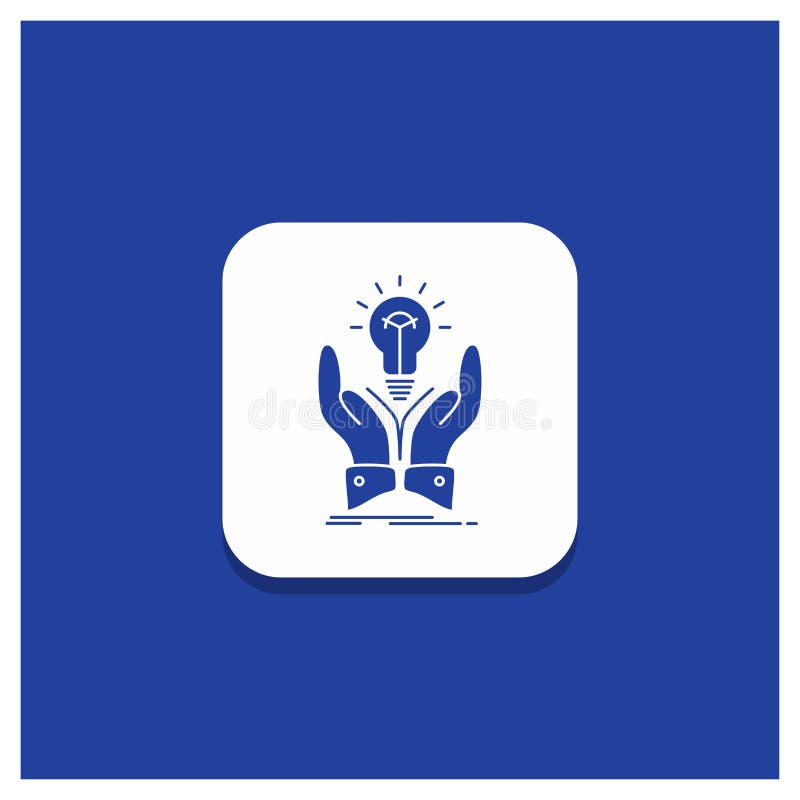 Blue Round Button for Idea, Ideas, Creative, Share, Hands Glyph Icon ...