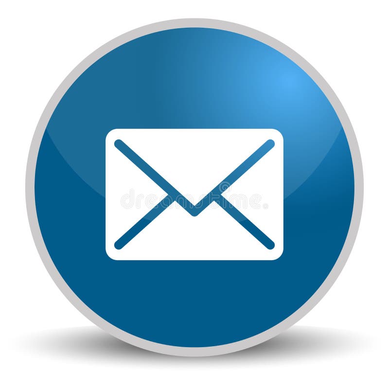 Blue Round Button with Mail Icon for Web Design Stock Illustration ...