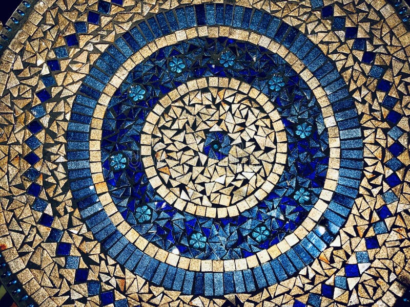 A Blue Round Circle Triangle Pattern Design Stock Photo - Image of ...