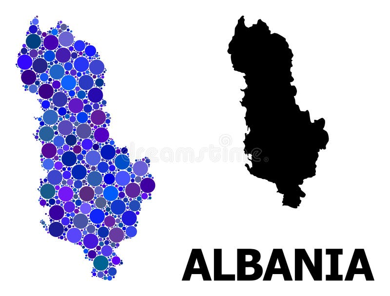 Blue Round Dot Mosaic Map of Albania Stock Illustration - Illustration ...