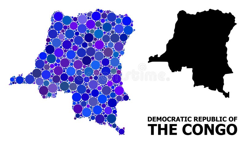 Blue Round Dot Mosaic Map of Democratic Republic of the Congo Stock ...