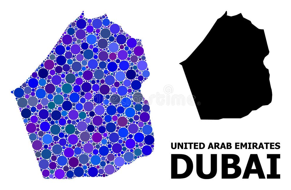 Blue Round Dot Mosaic Map of Dubai Emirate Stock Illustration ...
