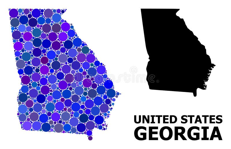 Blue Round Dot Mosaic Map of Georgia State Stock Illustration ...