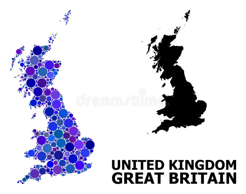 Blue Round Dot Mosaic Map of Great Britain Ilustração Stock ...