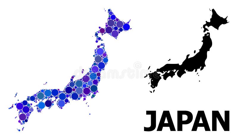 Blue Round Dot Mosaic Map of Japan Stock Illustration - Illustration of ...