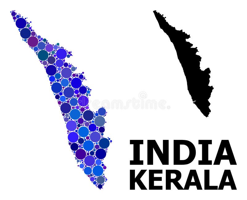 Blue Round Dot Mosaic Map of Kerala State Stock Illustration ...