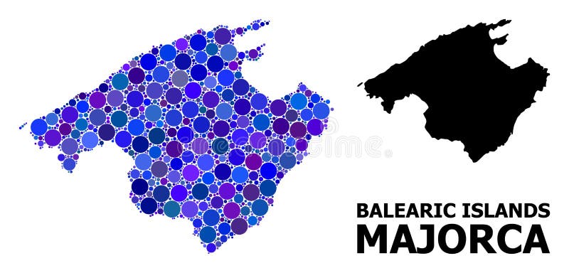 Blue Round Dot Mosaic Map of Majorca Stock Illustration - Illustration ...