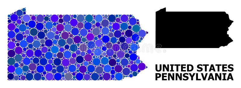 Blue Round Dot Mosaic Map of Pennsylvania State Stock Illustration ...