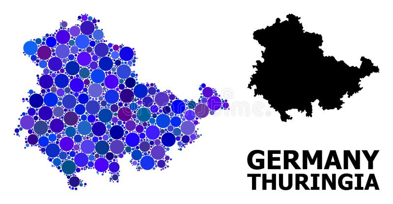 Blue Round Dot Mosaic Map of Thuringia State Stock Illustration ...
