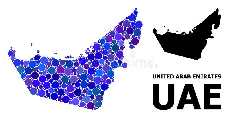 Blue Round Dot Mosaic Map of United Arab Emirates Stock Illustration ...