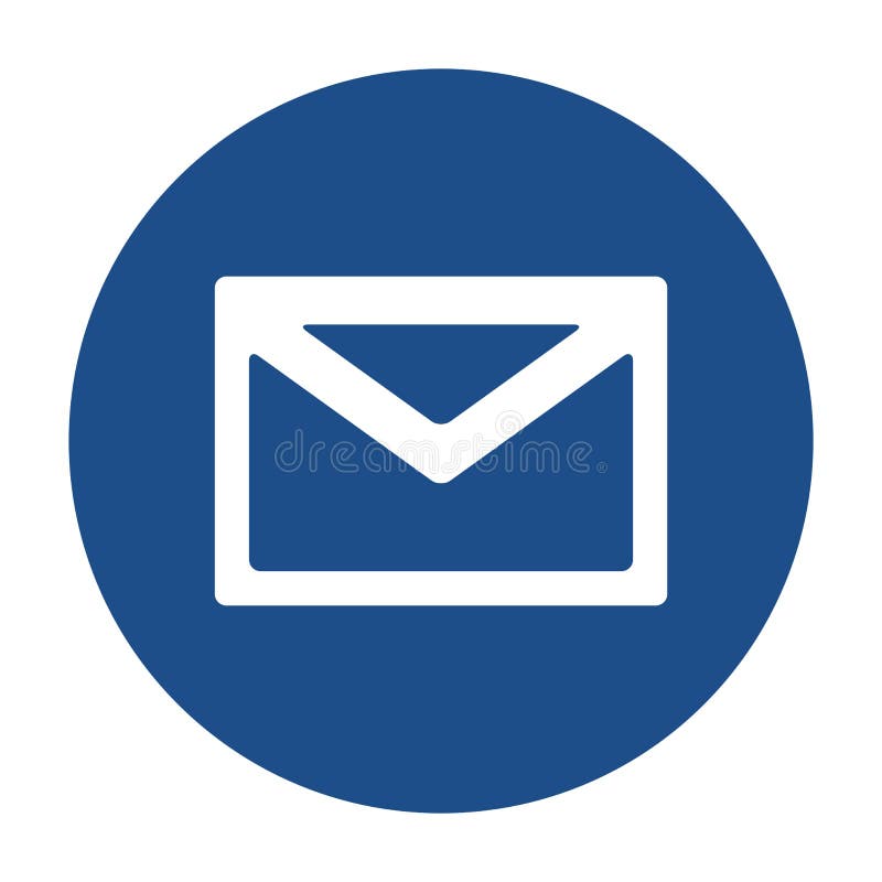 Blue Round Envelope Icon, Button Isolated on a White Background. Stock ...