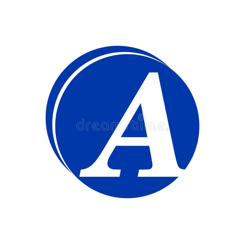 A with Blue Round Logo. a Typography Blue Color Stock Vector ...
