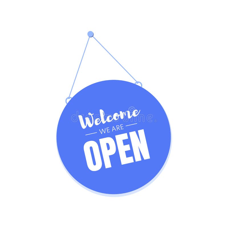 Blue Open signboard. stock vector. Illustration of blackboard - 215403007