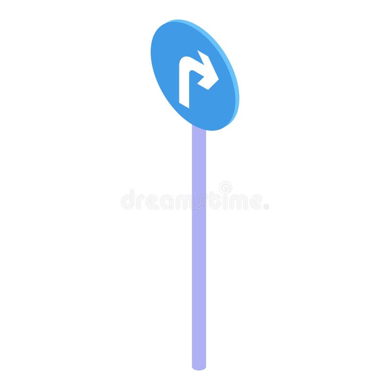 Blue Round Road Sign Showing Right Turn Direction Stock Illustration ...