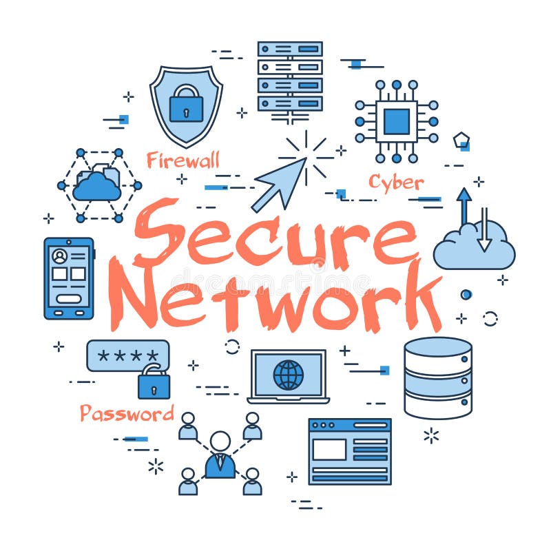 Blue Round Secure Network Concept Stock Vector - Illustration of ... Blue Round Secure Network Concept Stock Vector - Illustration of ...