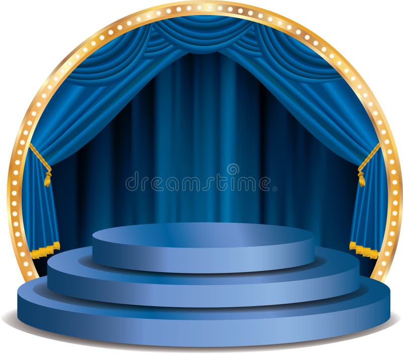 Blue round stage podium stock vector. Illustration of entrance - 311187758