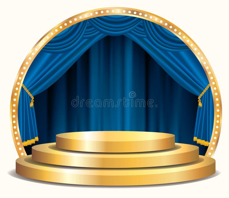 Blue round stage podium stock vector. Illustration of billboard - 311189527