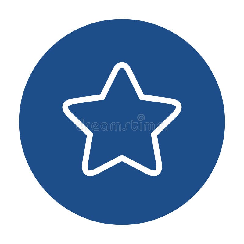 Blue Round Star Outline Icon, Button Isolated on a White Background ...