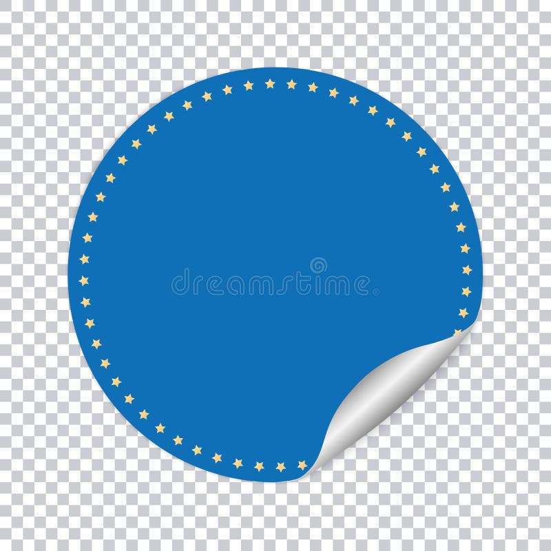 Blue Round Sticker Banner with Gold Stars Frame on Transparent ...