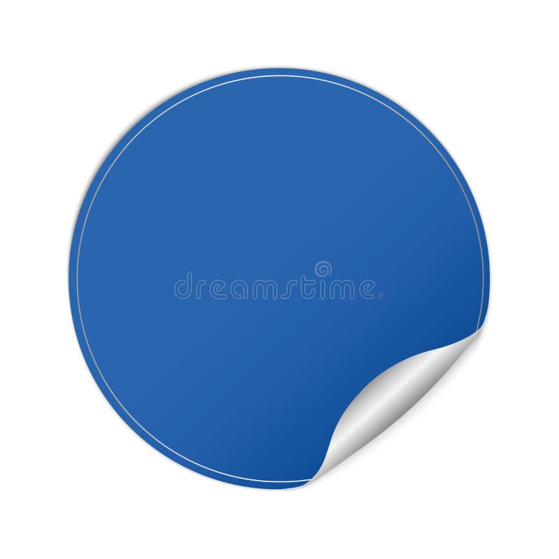Blue Round Sticker Vector Banner with Gold Frame on White Background ...