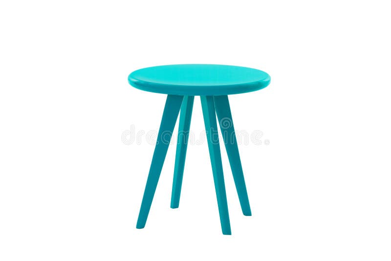 Blue Round Table White Background Stock Image - Image of decorative ...