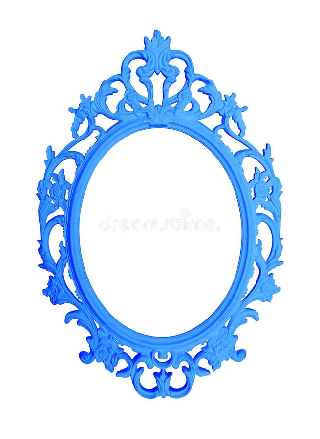 Blue Round Vintage Frame Isolated on White Background Stock Photo ...