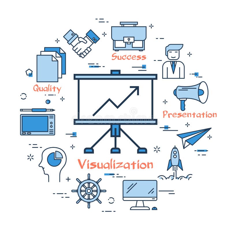 Blue Round Visualization Concept Stock Vector - Illustration of company ...