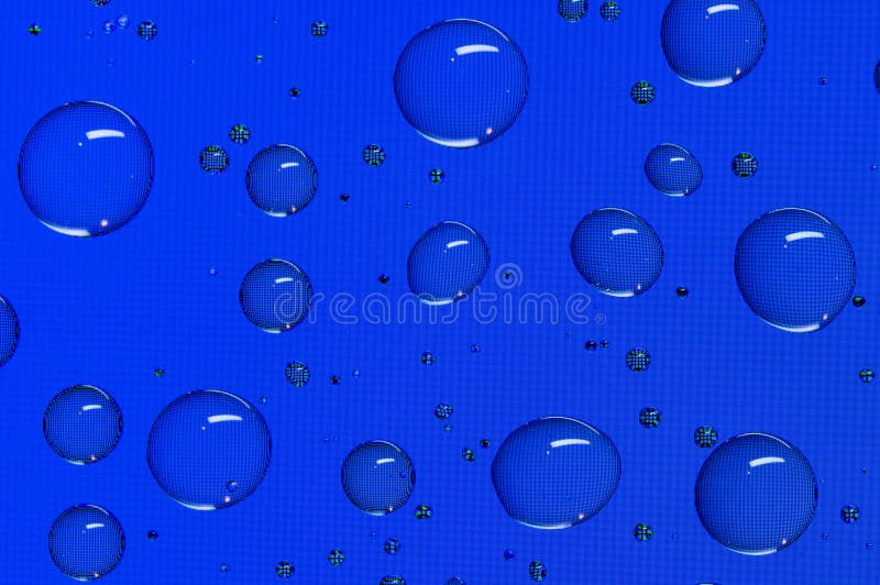 Blue Round Water Droplets Background with Pixel Pattern. Stock Photo ...