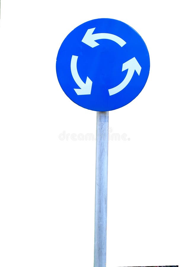 Blue Roundabout Crossroad Road Traffic Sign Stock Image - Image of ...