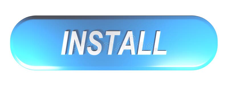 Blue Rounded Rectangle Push Button INSTALL - 3D Rendering Stock ...