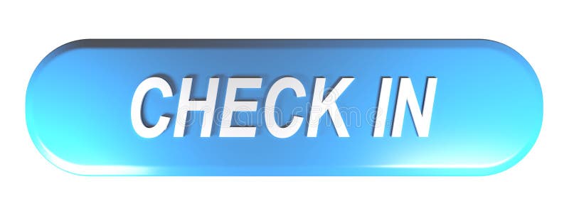 Blue Rounded Rectangle Push Button CHECK in - 3D Rendering Stock ...
