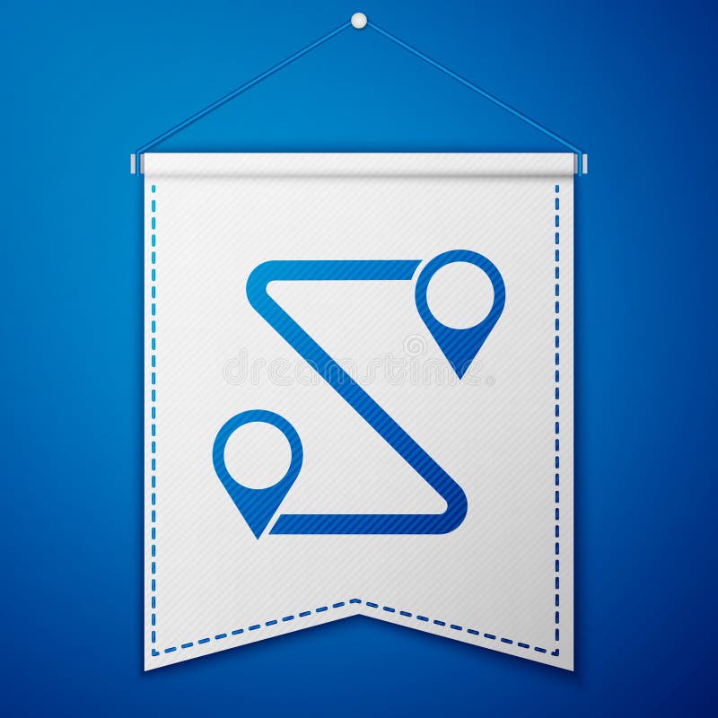 Blue Route Location Icon Isolated on Blue Background. Map Pointer Sign ...