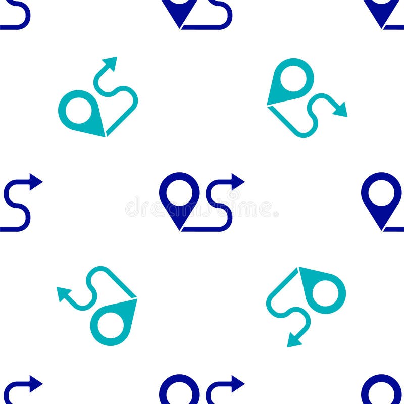 Blue Route Location Icon Isolated on White Background. Train Line Path ...