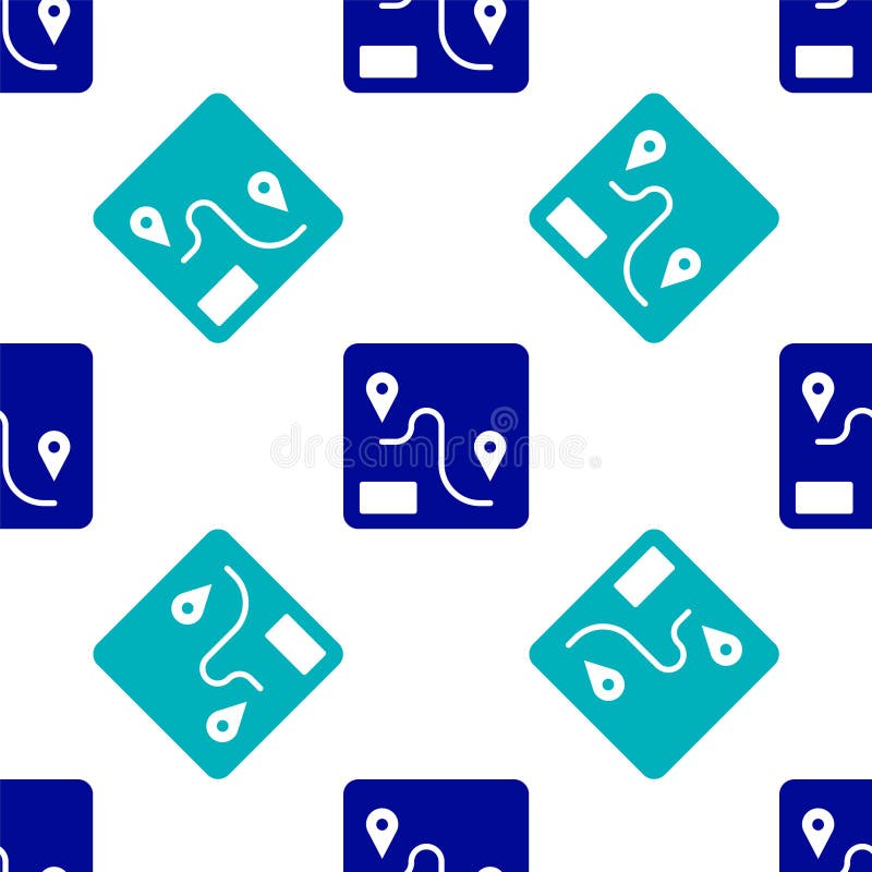 Blue Route Location Icon Isolated on Blue Background. Train Line Path ...