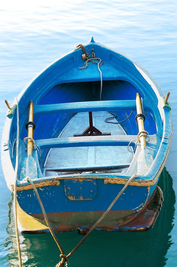 Blue Rowing Boat stock photo. Image of calm, mediterranean - 27657388
